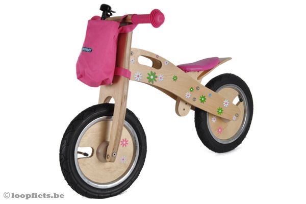 Woodtoys Houten loopfiets roze | Loopfiets.be